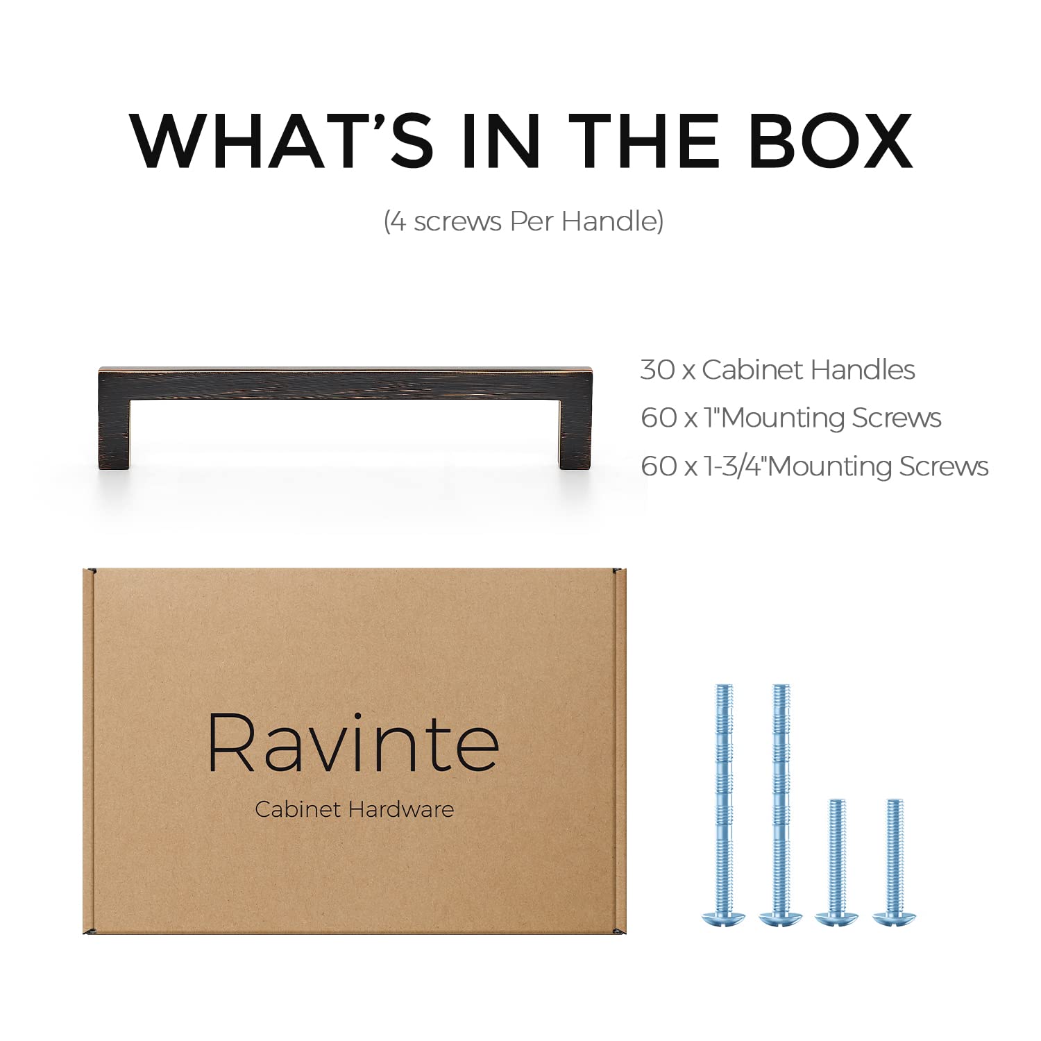 Ravinte 30 Pack Solid 5 Inch Center to Center Slim Square Bar Drawer Handles Kitchen Cabinet Handles Oil-Rubbed Bronze Drawer Pulls Kitchen Cabinet Hardware Kitchen Handles Cabinet Pulls