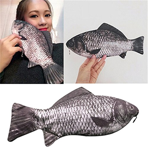 Gotoole Women’s Creative Pen Bag Fish Shape Penceil case Oxford Fabric Zip Wallet