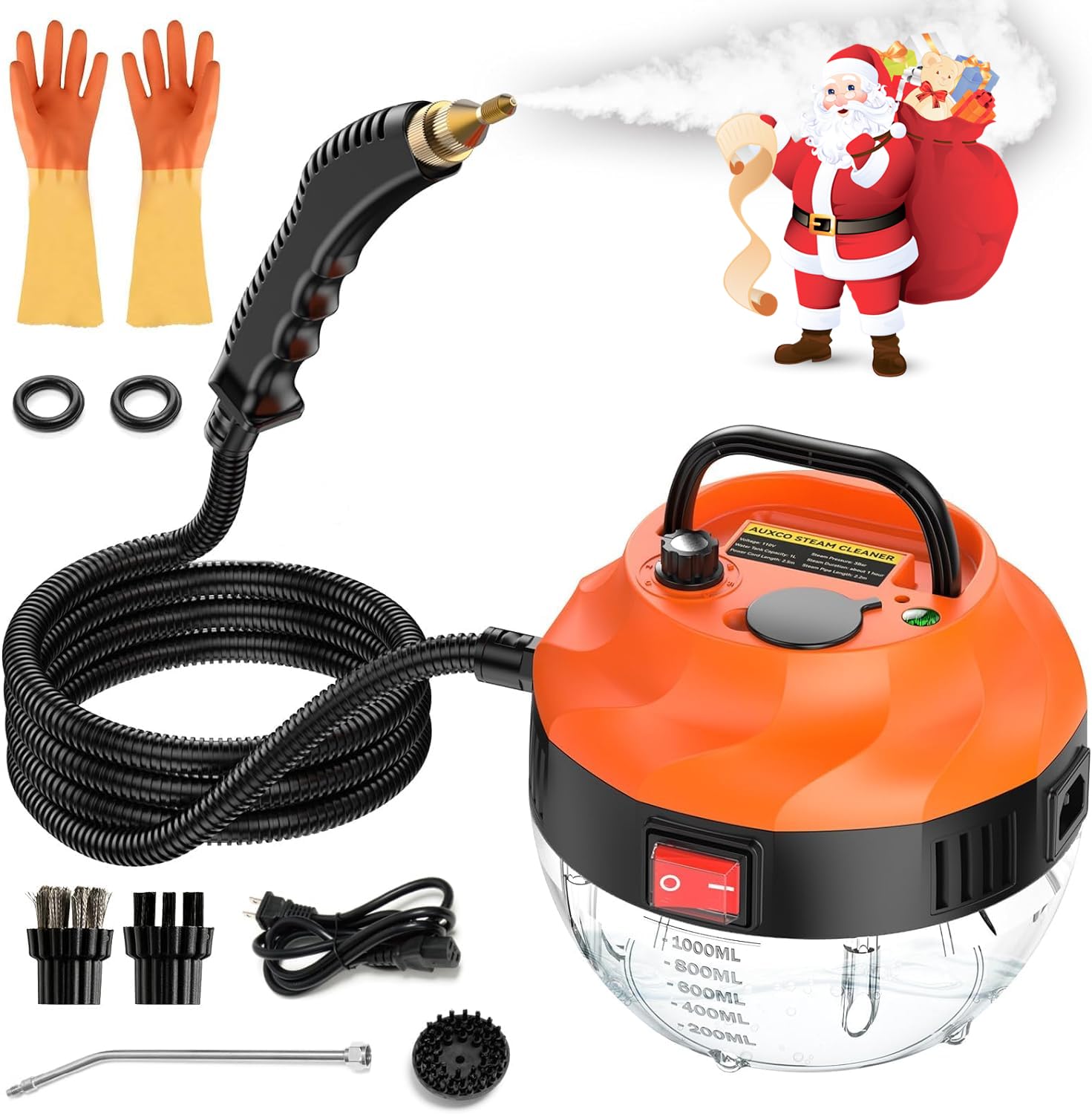AUXCO 2500W Steam Cleaner, High Pressure Steamer for Cleaning, Portable Handheld Steam Cleaners for Home Use, Steamer for Car Detailing, Steam Cleaner for Upholstery, Kitchen, Bathroom, Grout and Tile