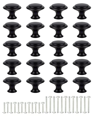 MoHern Black Cabinet Knobs, Dresser Knobs 20 Pack, 1-1/5 inch Matte Kitchen Knobs for Cabinet, Bathroom Cabinet Hardware, Drawer Pulls and Knobs…