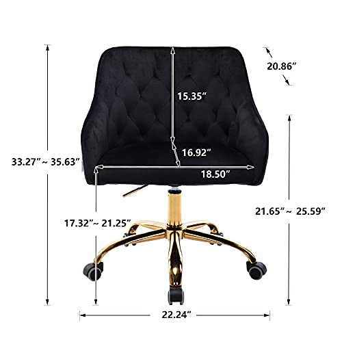 HomSof Home Office Desk Chair Modern Velvet Office Computer Chair Height Adjustable Mid-Back Task Chair
