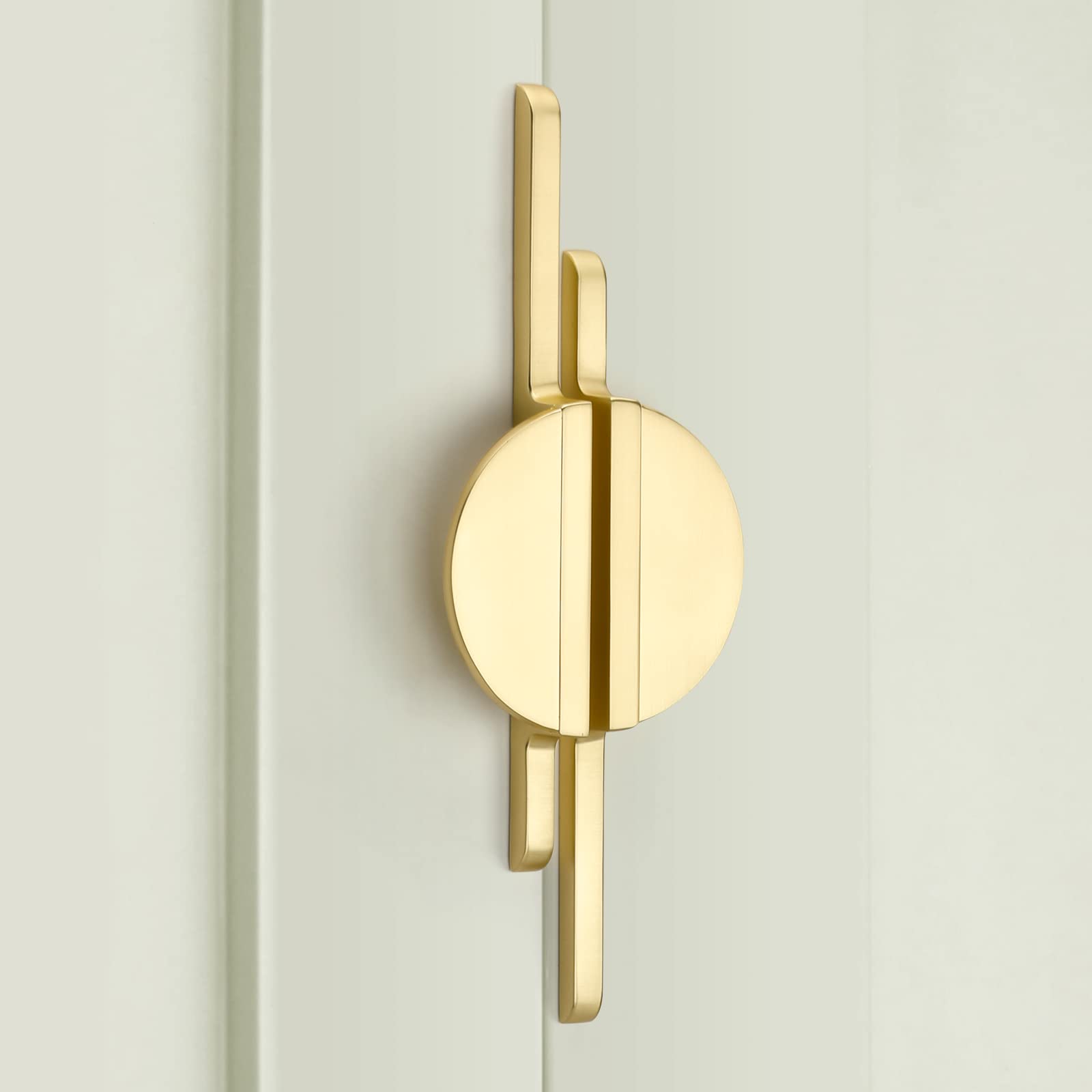 Rergy Cabinet Handles Half Moon Door Pulls and Knobs,2Pack Brushed Gold 2-1/2inch Hole Center, Decorate Hardware for Kitchen Zinc Alloy Furniture for Dresser Drawer