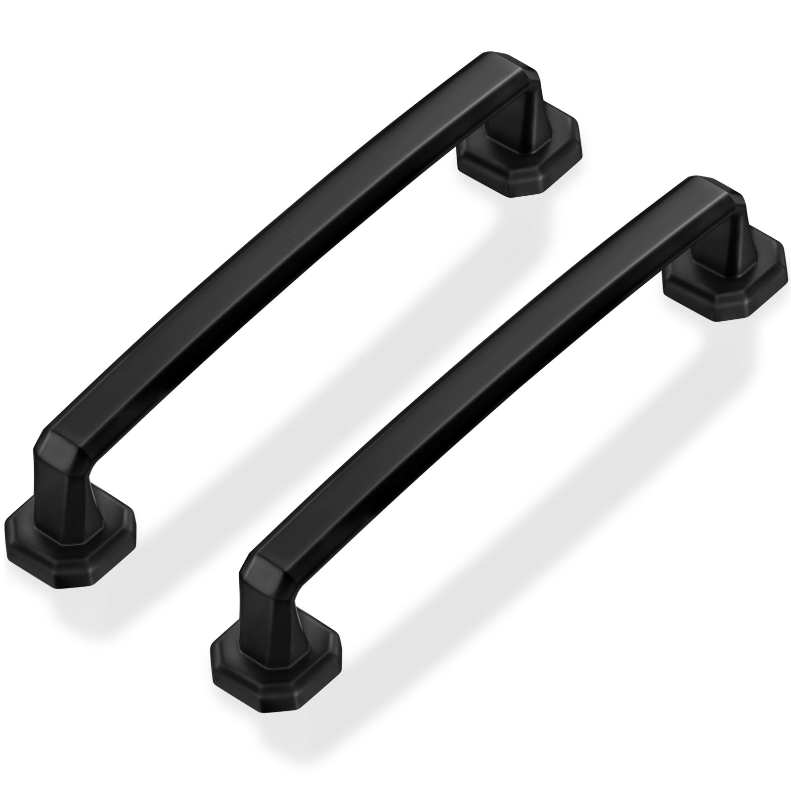 Estmoon 10 Pack Cabinet Handles Black, 5 Inch(128mm) Hole Centers Solid Cabinet Pulls Matte Black Unique Arch Drawer Pulls Cabinet Hardware, Kitchen Cabinet Handles for Cabinets Drawers Cupboards