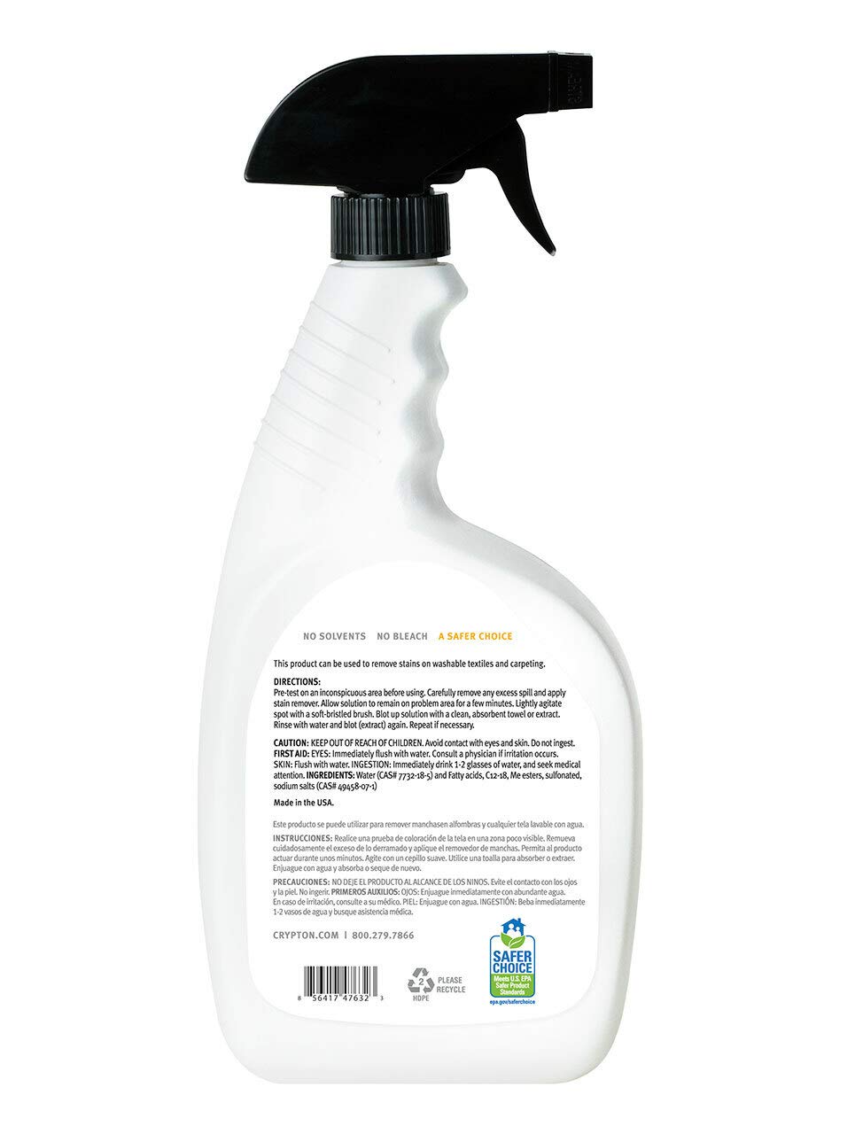 Crypton Gold Upholstery Stain Remover – Formulated to Break Down Tough Stains Including Food, Beverage, Protein and More (32 fl. oz.)