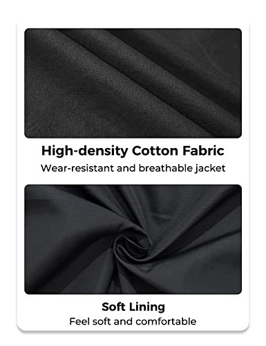 WenVen Men's Casual Cotton Jacket Canvas Military Field Jacket (B-Black,M)