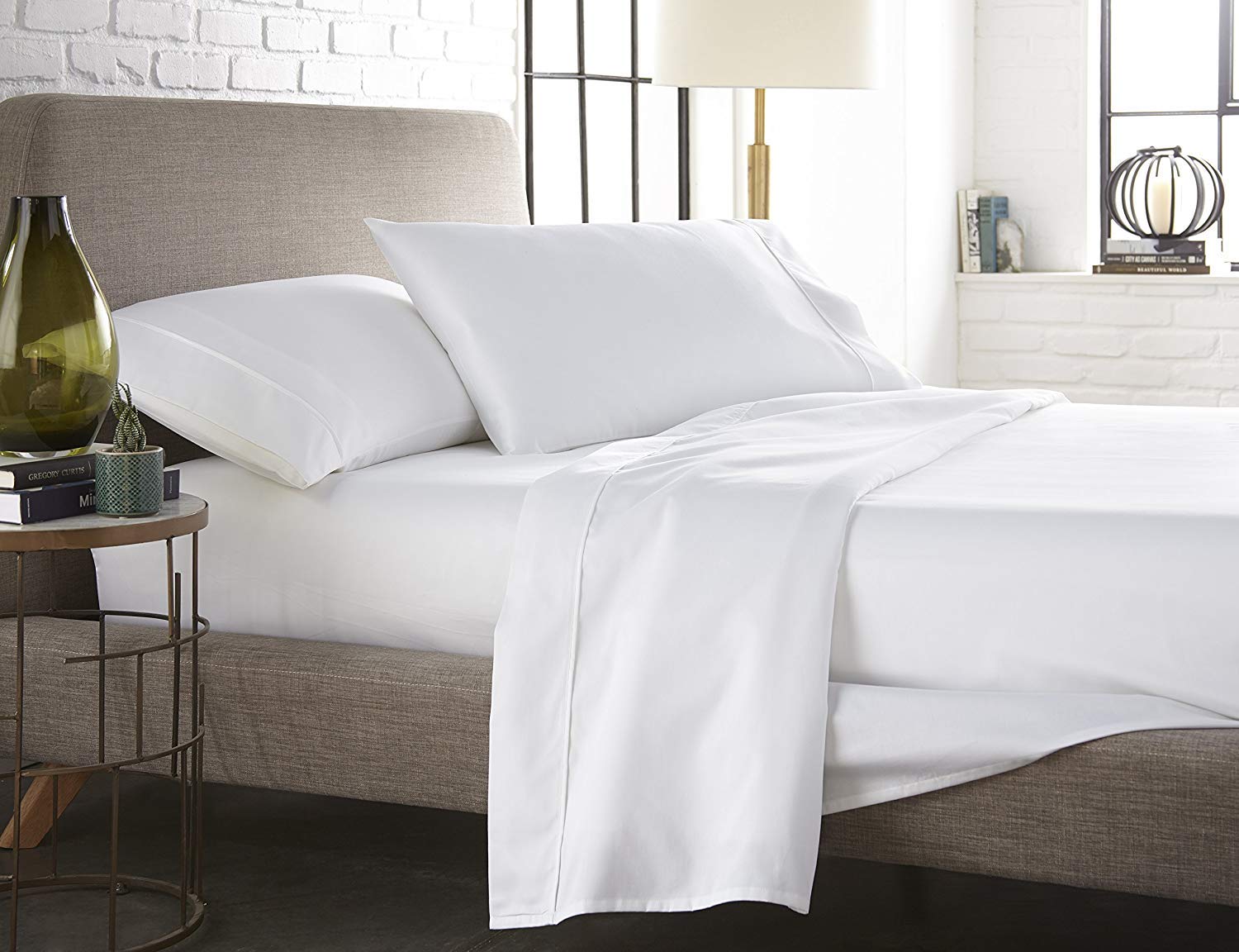 Westbrooke Lush Sateen 100% Cotton Sheet Set | Queen Size Sateen Sheets - 4 Piece Long Staple Cotton Bedding Set with Elasticized 15.5" Deep Pocket - Soft, Breathable Luxury Sheets - Off White
