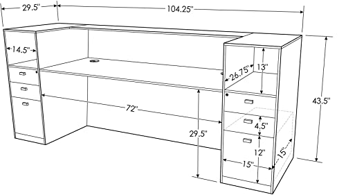 Clinton Modern Reception Desk in Black Oak with White Acrylic Front