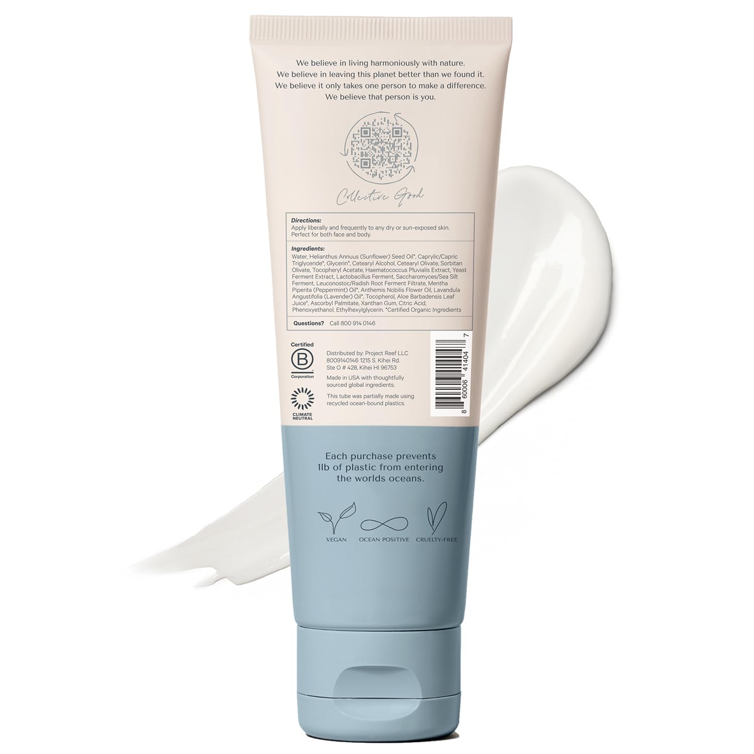 Project Reef After Sun Cooling Lotion w/Organic Aloe Vera, Peppermint, Shea Butter, Vitamin E - Natural Vegan Sunburn Relief, Aftersun Care