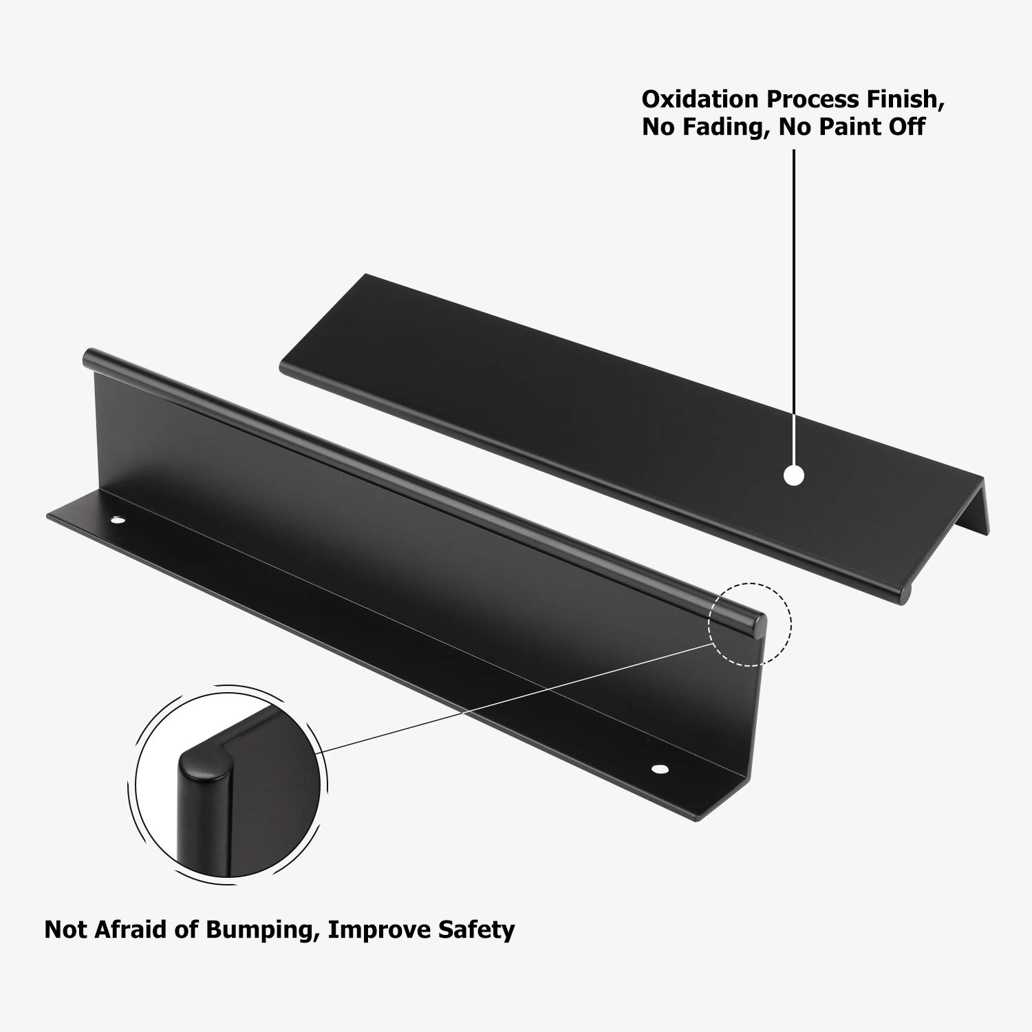 Peaha 10 Pack Kitchen Cabinet Handles 6-1/4 inch Black Pulls for Dresser Drawers Door Edge Finger Pull Aluminum Alloy Hardware