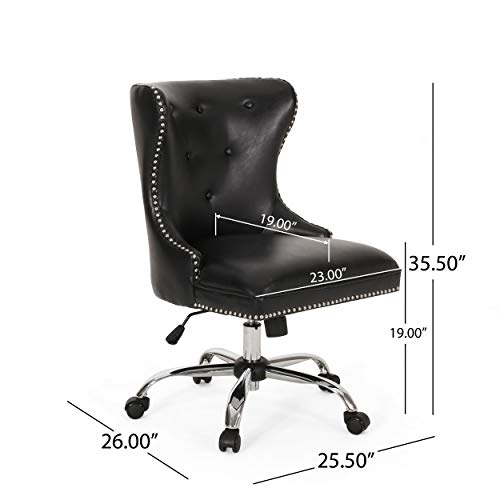 Christopher Knight Home Keith Contemporary Tufted Swivel Office Chair, Midnight Black and Chrome