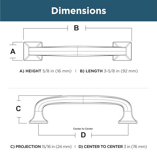 Franklin Brass Lombard (10-Pack) Cabinet Handles 3' Hole Center Satin Nickel Kitchen Drawer Pulls Dresser, Furniture Hardware P29521K-SN-B