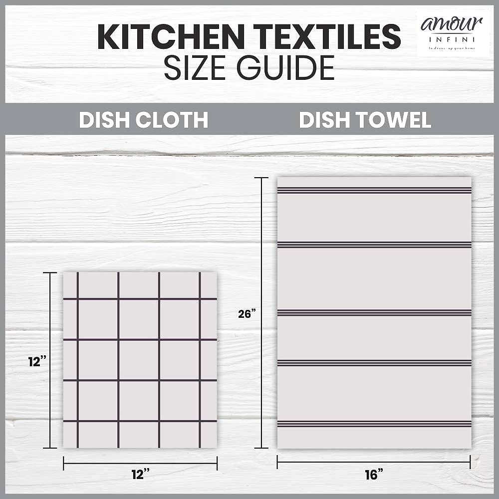 AMOUR INFINI Kitchen Dish Cloths Set of 8 – Highly Absorbent, Super Soft Terry Cotton Dishcloth (12"x12" Inch) Wash & Cleaning Cloths for Kitchen & Dishwashing (Blue)
