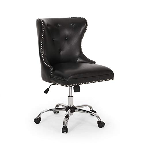 Christopher Knight Home Keith Contemporary Tufted Swivel Office Chair, Midnight Black and Chrome