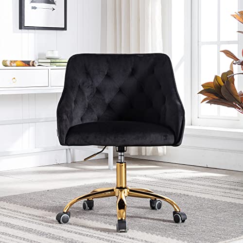 HomSof Home Office Desk Chair Modern Velvet Office Computer Chair Height Adjustable Mid-Back Task Chair