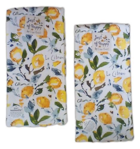 Set of 2 Zest of Happy Lemons Citron Terry Kitchen Towels by Kay Dee Designs - 26kopistore