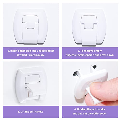 Outlet Covers Baby Proofing(32 Pack)with Hidden Pull Handle Child Safety Socket Cover Electric Power Plug Covers Protector Caps
