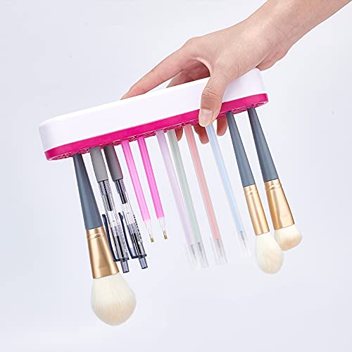 GORGECRAFT Multipurpose Sew Desktop Organizers Silicone Make Up Brush Holder Cosmetic Storage Box Craft Tool Supplies Stash and Store for Pen Pencils Brushes Tools(Hot Pink)