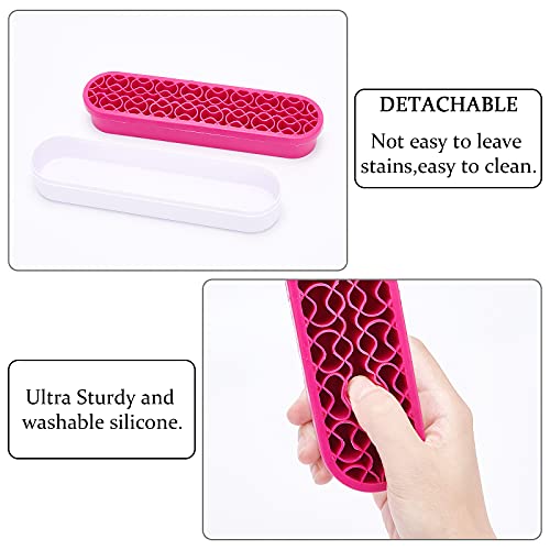 GORGECRAFT Multipurpose Sew Desktop Organizers Silicone Make Up Brush Holder Cosmetic Storage Box Craft Tool Supplies Stash and Store for Pen Pencils Brushes Tools(Hot Pink)