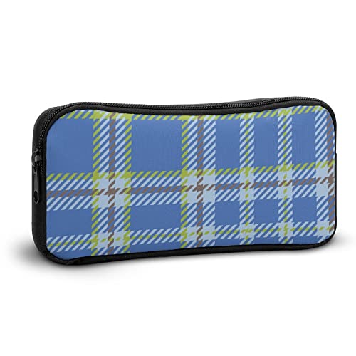 Blue Tartan Buffalo Plaid Pencil Case Pencil Pouch Coin Pouch Cosmetic Bag Office Stationery Organizer