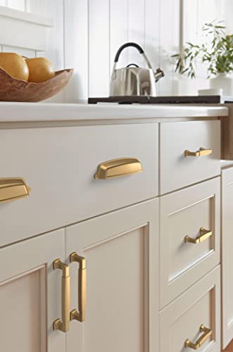 Amerock | Cabinet Cup Pull | Champagne Bronze | 5-1/16 inch (128 mm) Center-to-Center | Stature | 1 Pack | Drawer Pull | Cabinet Handle | Cabinet Hardware