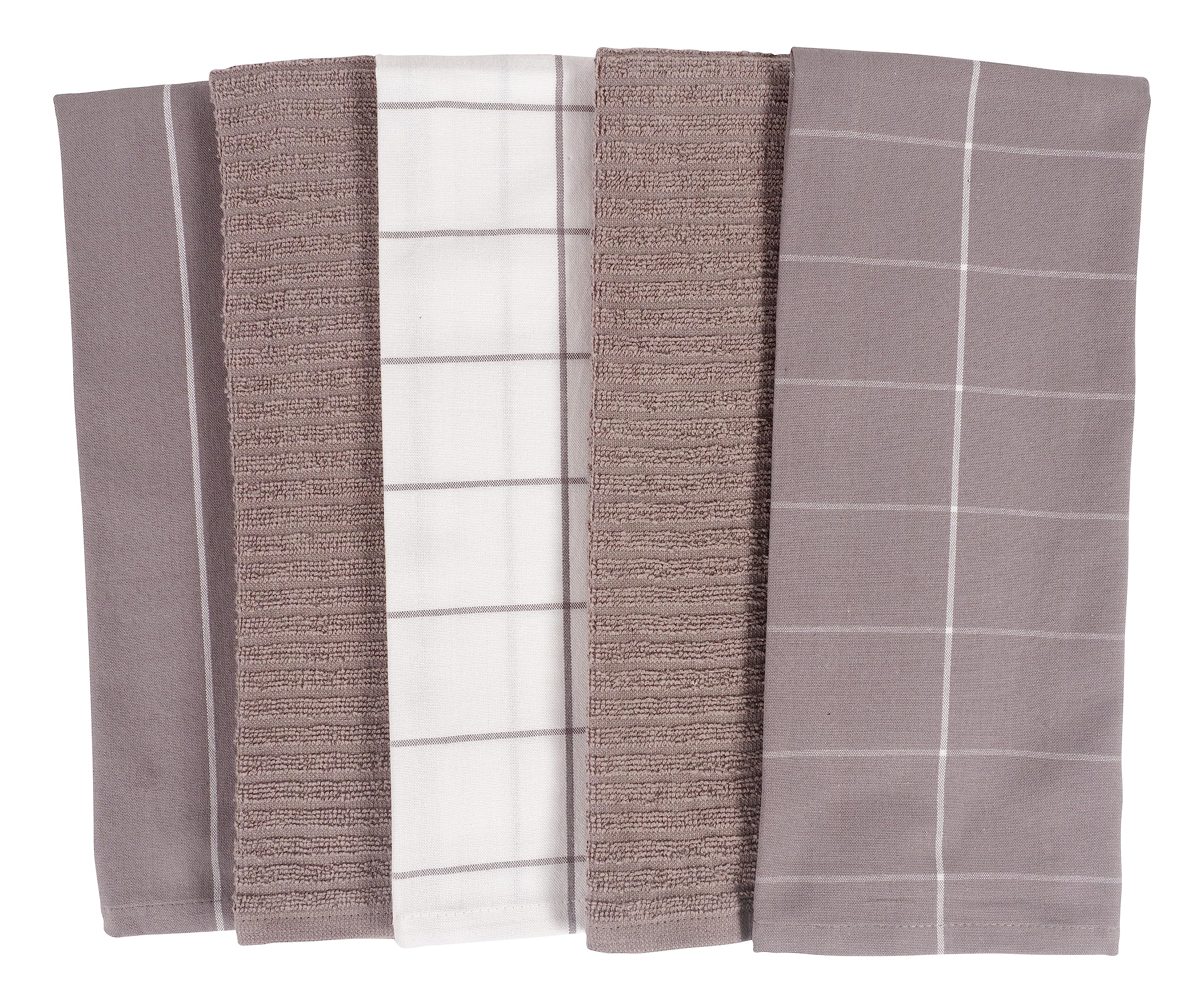 KAF Home Chelsea Assorted Kitchen Towel - Set of 10-18 x 28 Inches - Mixed Flat and Terry Dish Towels (Gray)