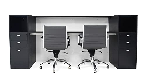 Clinton Modern Reception Desk in Black Oak with White Acrylic Front