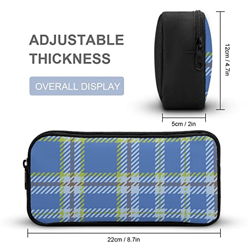Blue Tartan Buffalo Plaid Pencil Case Pencil Pouch Coin Pouch Cosmetic Bag Office Stationery Organizer