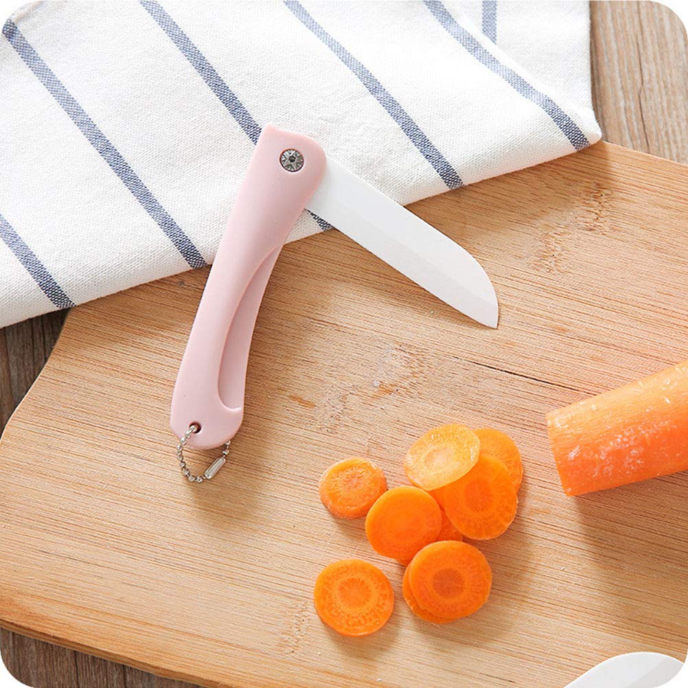 Fruit Knife, Ceramic Kitchen Knife Curved Blade with Good Hardness for Kitchen Accessory (Green)