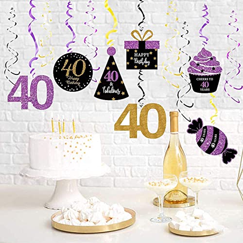 40th Birthday Decorations for Women Purple Black Gold 40th Birthday Party Hanging Decor β Women 40th Birthday Party Decorations