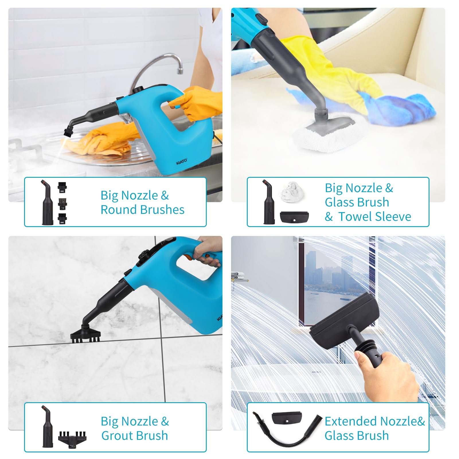 Upholstery Steam Cleaner, Handheld Steamer for Cleaning, Steam Cleaner with Continuous Steam Lock, 120℃ Pressurized Steam for Couch, Furniture, Grout, Tile, Add Water Anytime, Save Time and Effort