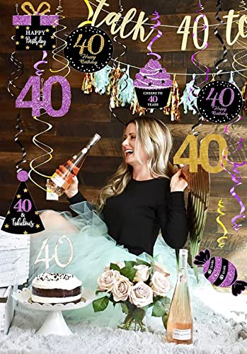 40th Birthday Decorations for Women Purple Black Gold 40th Birthday Party Hanging Decor β Women 40th Birthday Party Decorations
