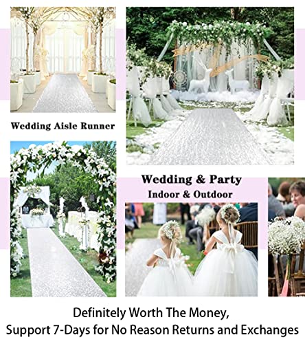 Aisle Runners for Weddings Aisle Runner Sequin Aisle Runner 4FTx15FT Aisle Runner for Wedding Ceremony Runner Rug for Hallway Carpet Runner for Grass Outdoor Indoor Party (4ftx15ft, Silver)