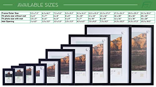 FrameWorks 2-Pack 1 3/8" Thick Black Wooden Shadow Box Picture Frames 18” x 24” with Removable White Mat to 12" x 18" Photo