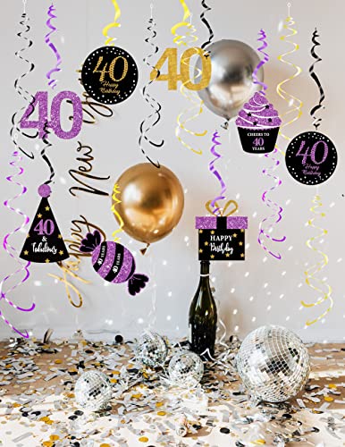 40th Birthday Decorations for Women Purple Black Gold 40th Birthday Party Hanging Decor β Women 40th Birthday Party Decorations