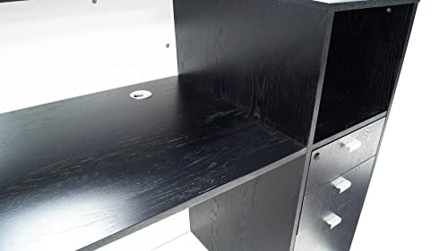 Clinton Modern Reception Desk in Black Oak with White Acrylic Front