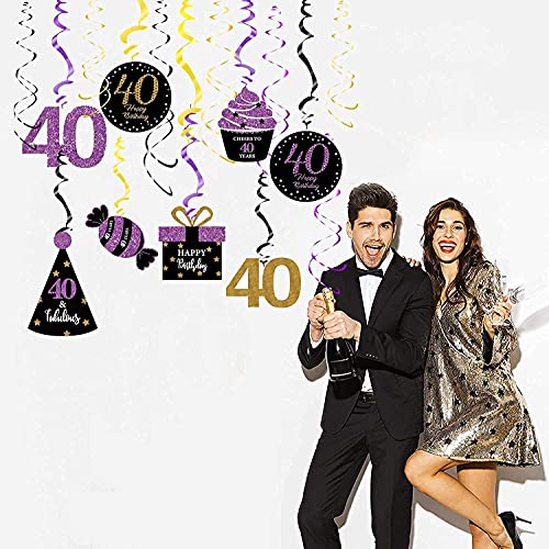 40th Birthday Decorations for Women Purple Black Gold 40th Birthday Party Hanging Decor β Women 40th Birthday Party Decorations