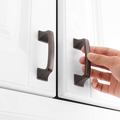 KOOFIZO 20-Pack Big Square Foot Cabinet Arch Pull - Oil Rubbed Bronze Furniture Handle, 3 Inch/76mm Screw Spacing for Kitchen Cupboard Door, Bedroom Dresser Drawer, Bathroom Wardrobe Hardware