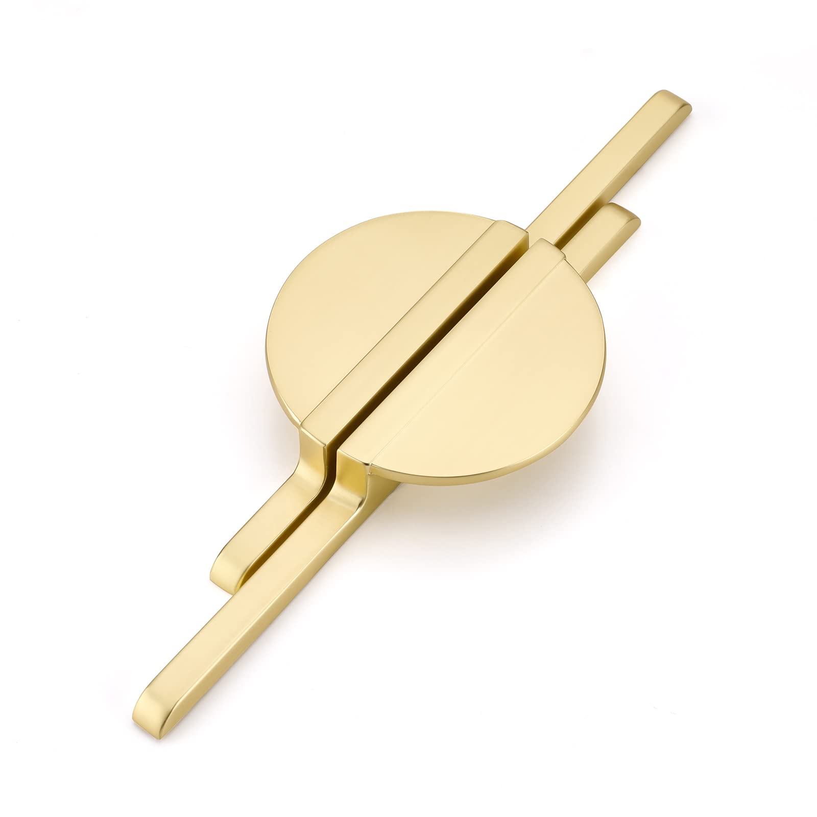 Rergy Cabinet Handles Half Moon Door Pulls and Knobs，2Pack Brushed Gold 2-1/2inch Hole Center, Decorate Hardware for Kitchen Zinc Alloy Furniture for Dresser Drawer