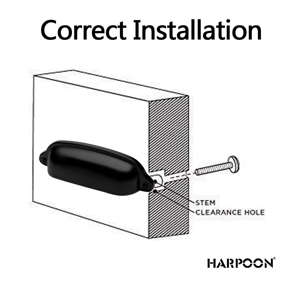 HARPOON 10 Pack Bin Cup Handle Pulls,Vintage Drawer Pulls,Cabinet Hardware,Shell Handle,3.78 Inch Black