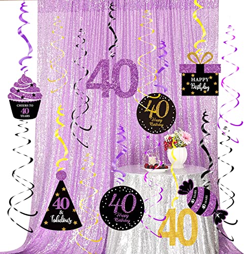 40th Birthday Decorations for Women Purple Black Gold 40th Birthday Party Hanging Decor β Women 40th Birthday Party Decorations