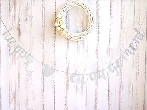 zxyxka Happy Engagement Banner, Candy/Dessert/Food/Ice Cream/Hotdog/Cupcakes/Popcorn/Drinks Table Decorations Sign for Home Party, Wedding/Engagement Party(Silver)