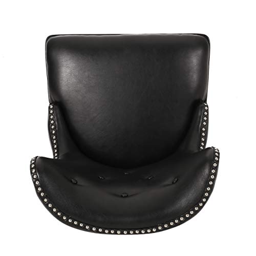 Christopher Knight Home Keith Contemporary Tufted Swivel Office Chair, Midnight Black and Chrome