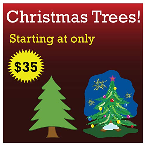 BANNER BUZZ MAKE IT VISIBLE Christmas Trees Sale Banner, 11 Oz Vinyl, Christmas Trees Sale Advertising Sign, Metal Grommets & Hemmed Edges, Perfect for Home Outdoor Garden Party Decor (5' X 2')