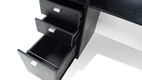 Clinton Modern Reception Desk in Black Oak with White Acrylic Front