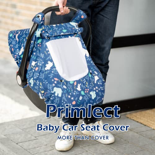 Car Seat Canopy- Cotton Baby Car Seat Covers has Peep Windows and Breathable Mesh( Carrying Pouch for Easy Storage)- Stretchy Car Seat Covers for Babies Fit All Baby Car Seat