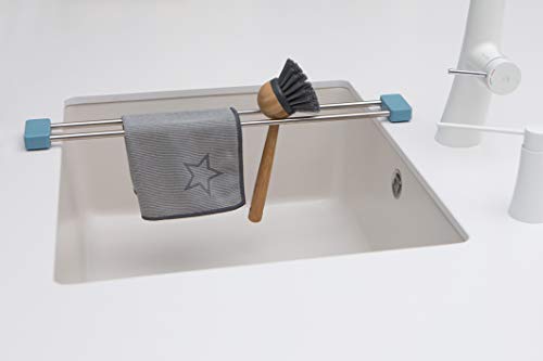 Sanni Shoo drip.line Pure - Adjustable Drip Tray - Practical, Multifunctional Kitchen Rack for Storing Dishcloths and Brushes - Drip Drying Bottles - Heat-Resistant (Ocean, Pure)