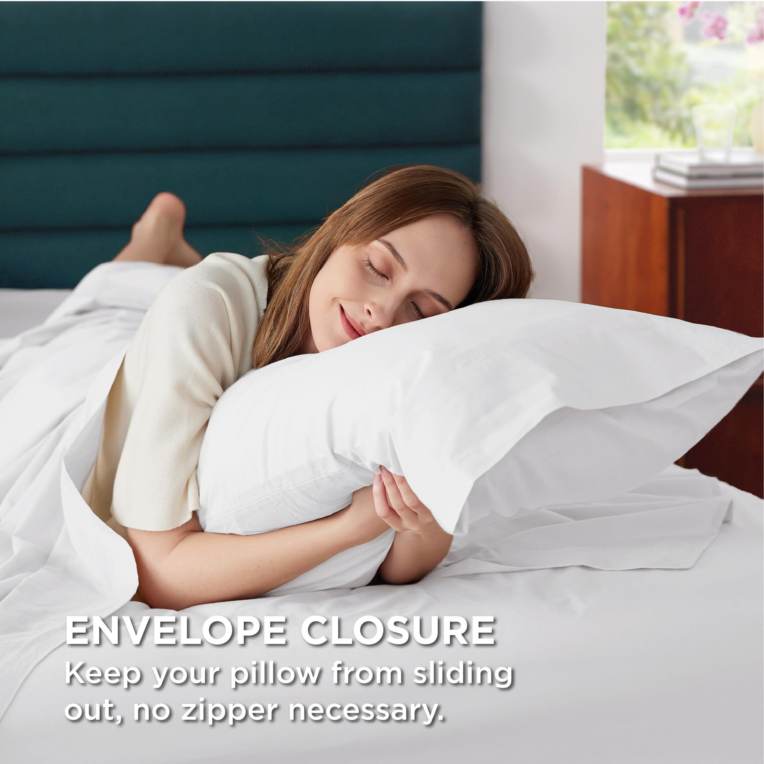 Bedsure Cotton Percale Queen Sheet Set - 100% Cotton Bed Set for Queen Size Bed, Breathable & Crirsp Soft White Sheets, Deep Pocket Up to 16 Inches, Bedding Bedsheets & Pillowcases