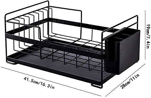 Plate Rack Draining Dish Rack Chrome-plated Steel Dish Rack With Drainboard With Removable Drainboard Removable Plastic Cutlery Tray for Kitchen Countertop (Color : White) Pan Plate Holder