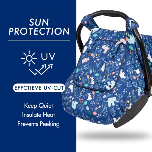 Car Seat Canopy- Cotton Baby Car Seat Covers has Peep Windows and Breathable Mesh( Carrying Pouch for Easy Storage)- Stretchy Car Seat Covers for Babies Fit All Baby Car Seat