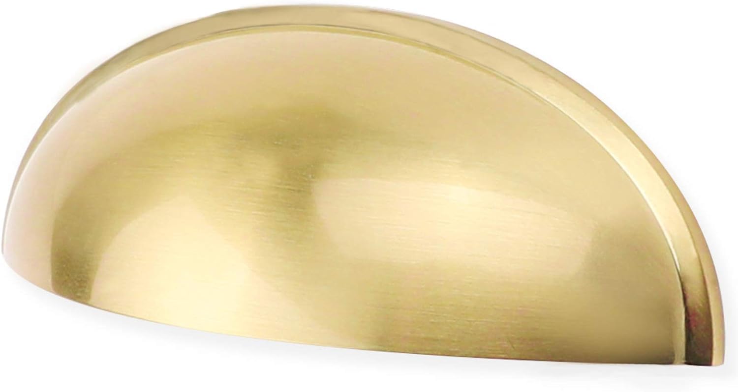 goldenwarm 10 Pack 3 in Light Brass Bin Cup Pulls Brushed Gold Cabinet Pulls Gold Cup Drawer Dresser Hardware Closet Door Pulls